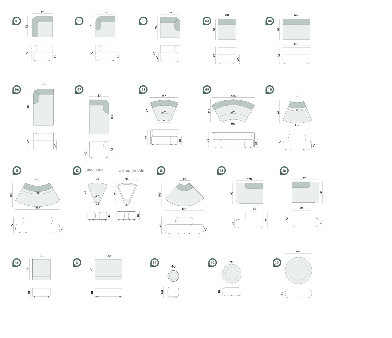 moon curved modular sectional - NUANS